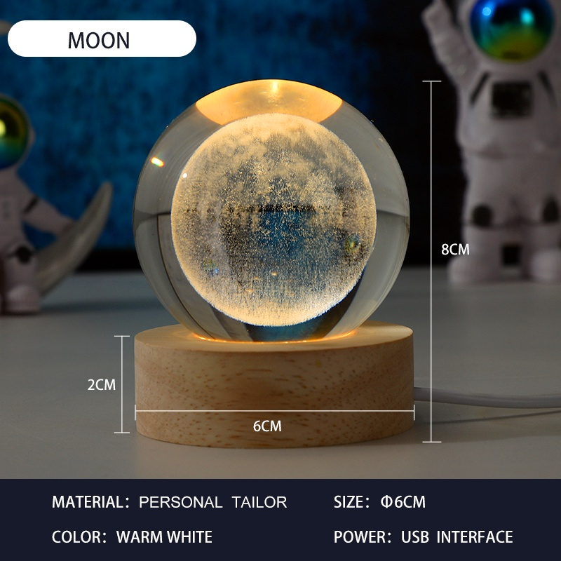 【COD+STOCK】3D Night Lamp Crystal Ball Decorative Lamp USB Wiring ...