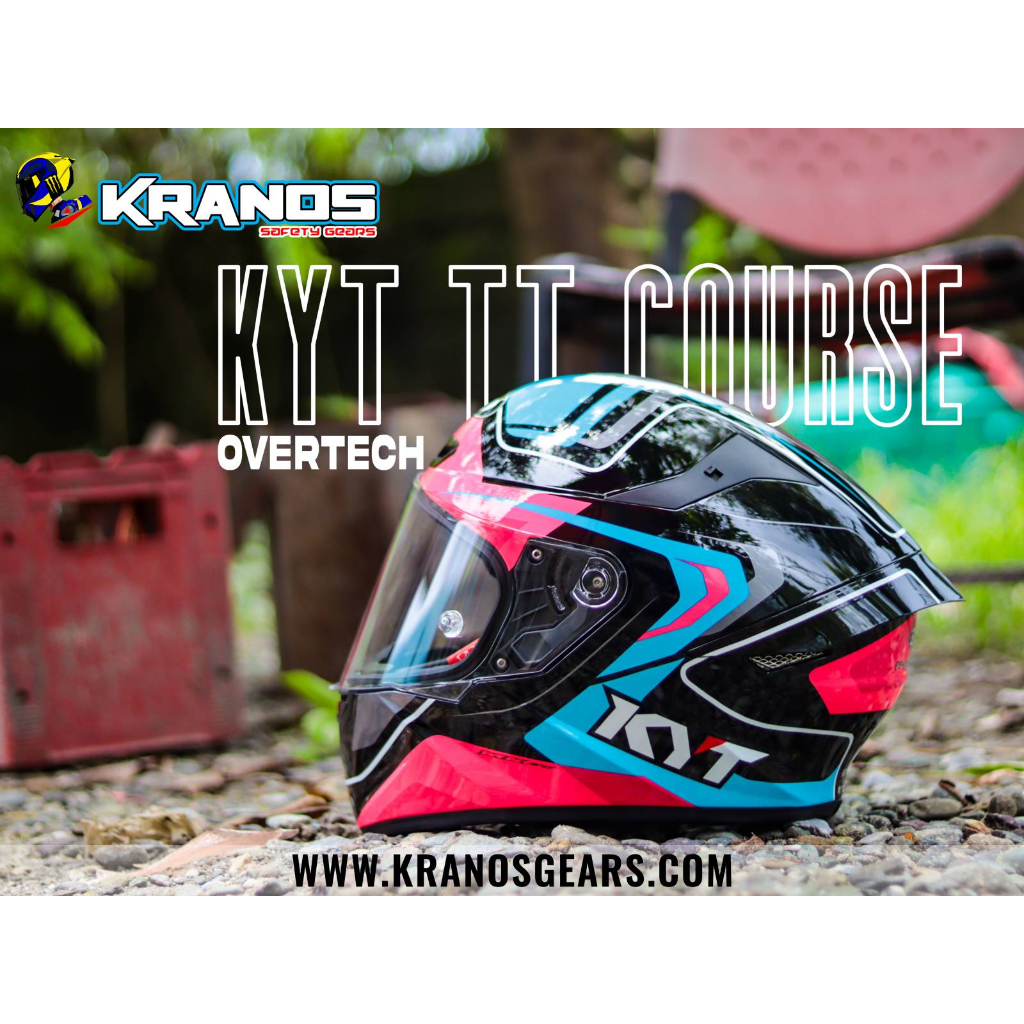 KYT HELMET TT- COURSE OVERTECH BLUE PINK (SINGLE VISOR) | Shopee ...