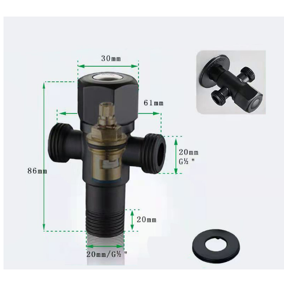 304 Stainless Steel Bathroom angle valve Spout 1 in 2 out hot and cold ...