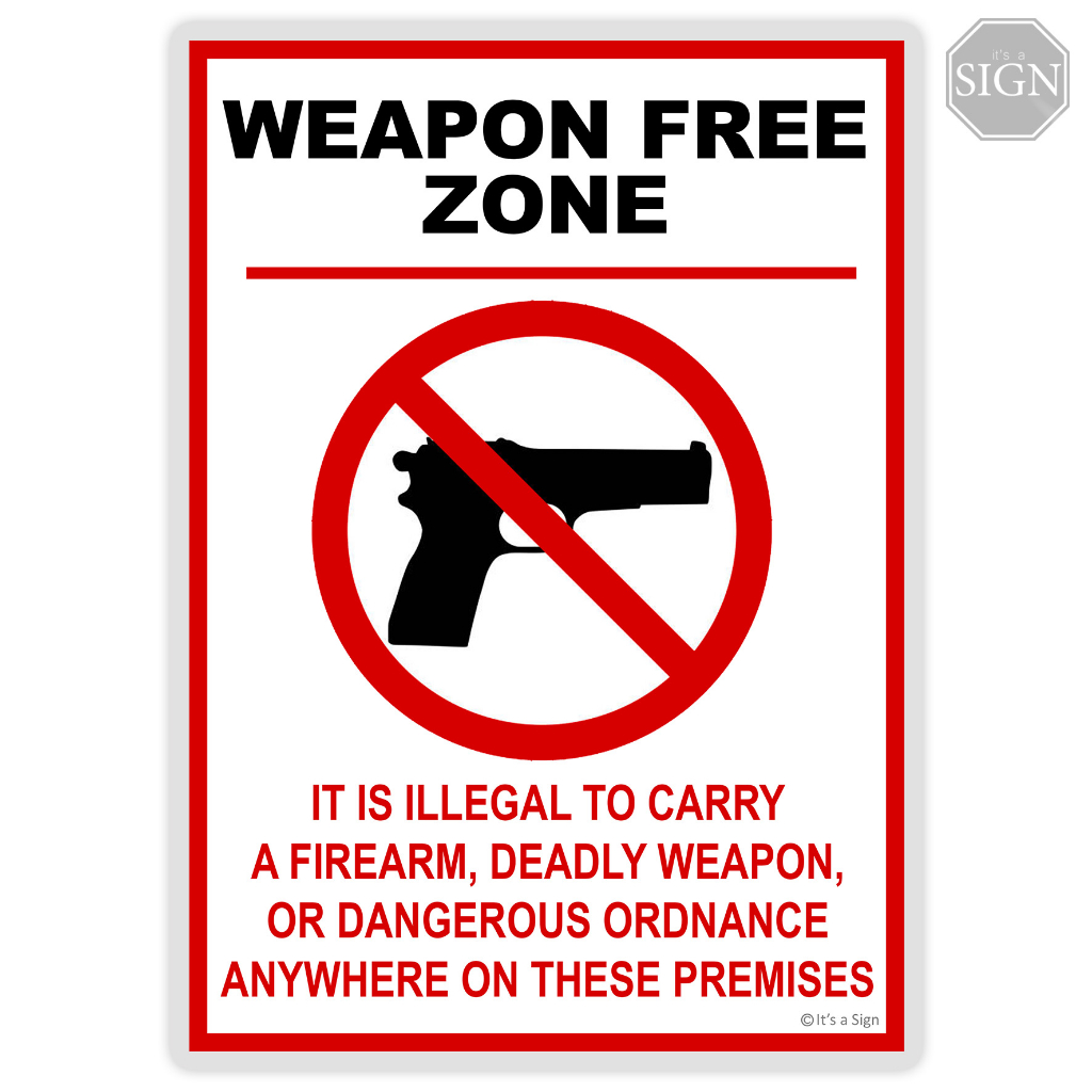 Weapon Free Zone Sign - Laminated Signage - A4 Size | Shopee Philippines