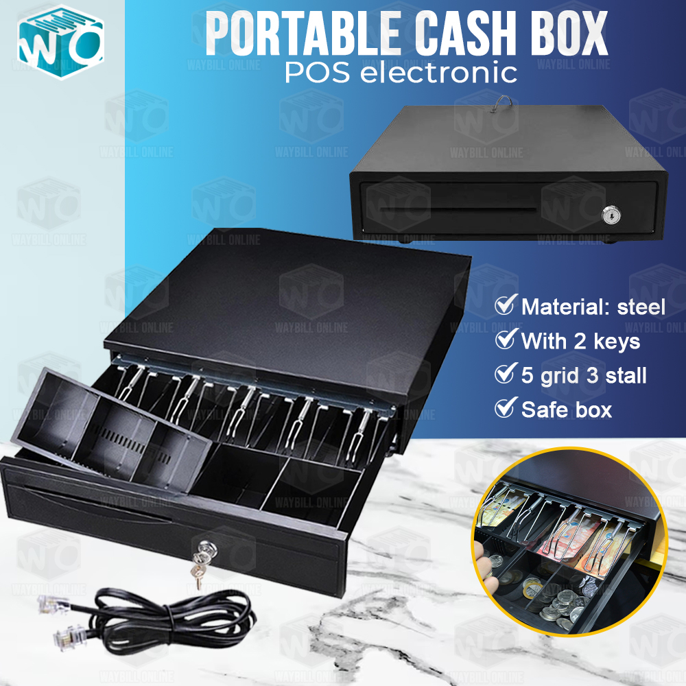 POS Cash Drawer Electronic Cash Box 5 Grids & 5 Coins Cash Register ...