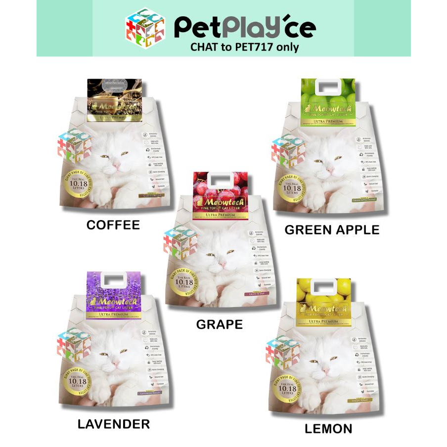 TOFU Meowtech Ultra Premium Fine TOFU Clumping Cat Litter 10.18L Feline ...