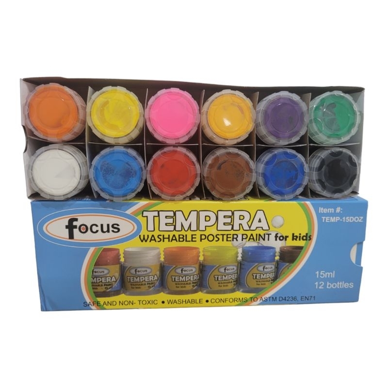 Focus Tempera Washable Poster Paint 12 Colors | Shopee Philippines
