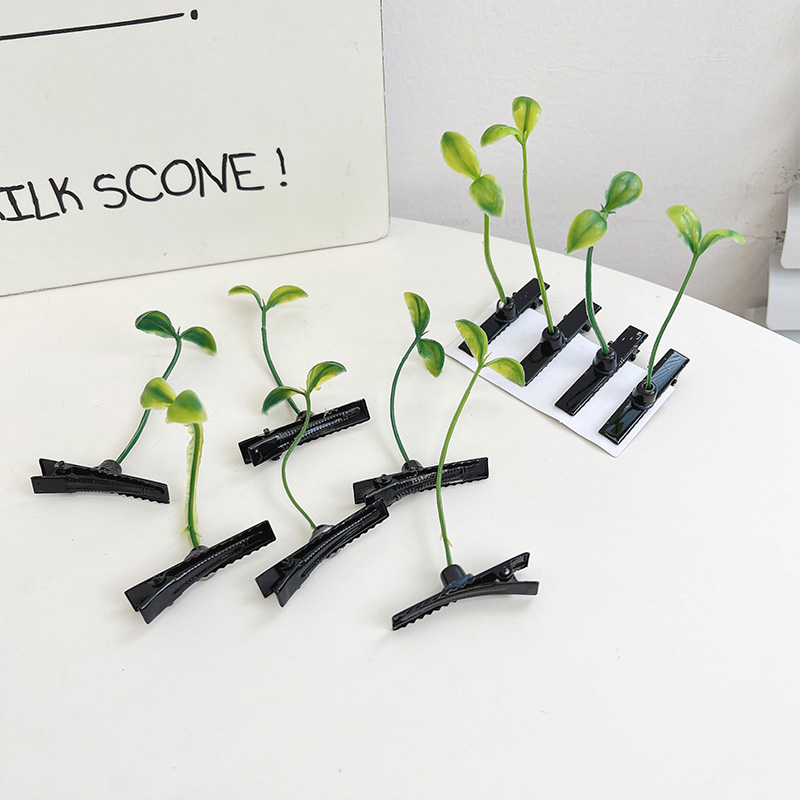 1 Pcs Sprout Plant Hair Clip women Girl Fun Kids Clips Green Hairpin ...