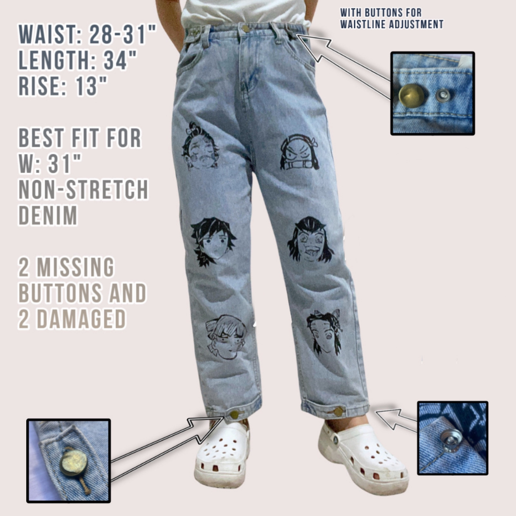 Hand-Painted Anime Jeans - Customized Naruto, Demon Slayer, Death Note ...
