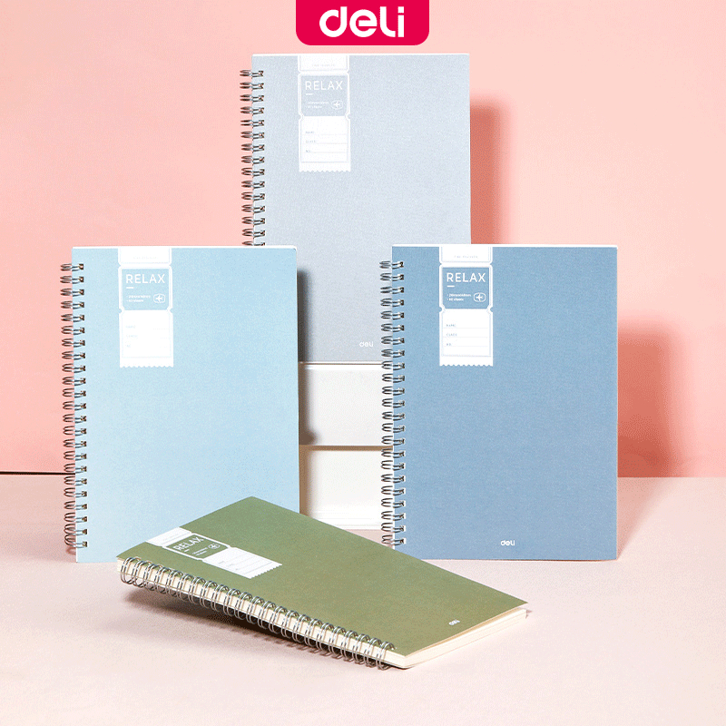 Deli A5 Spiral Notebook 60 Sheets Wite Binder Notebook Line Note Book ...