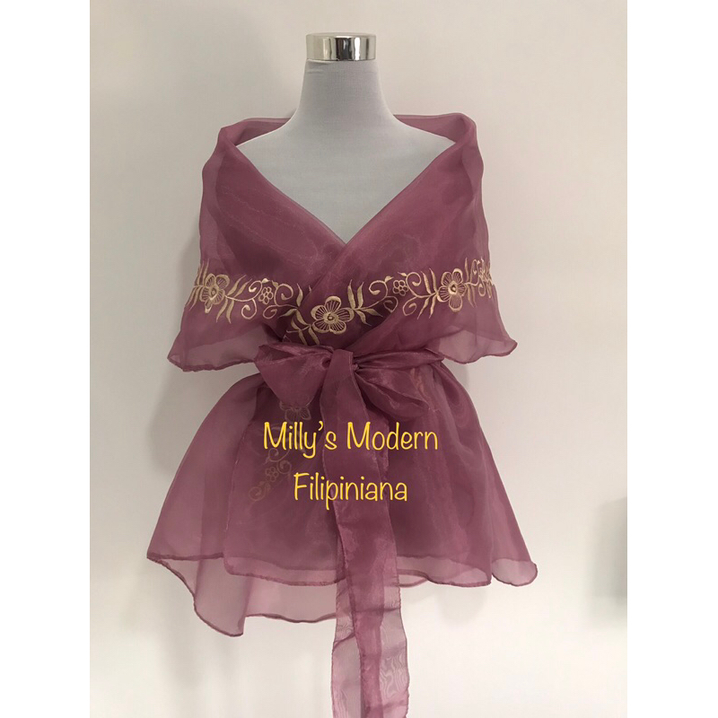 Milly’s Modern Filipiniana wrap around Light Plum Embroidery best ...
