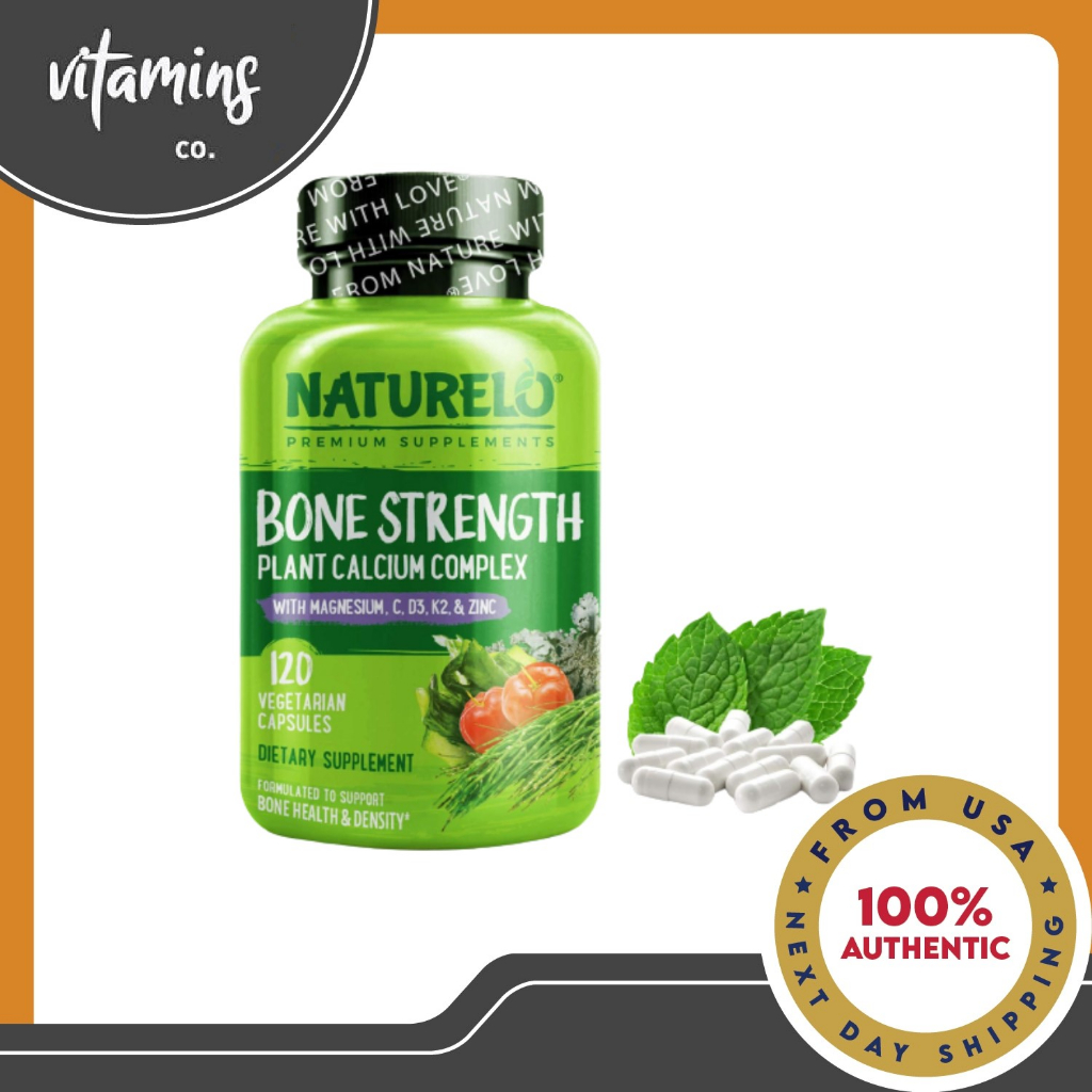 Naturelo Bone Strength Plant Calcium Complex, Bone Health & Density ...