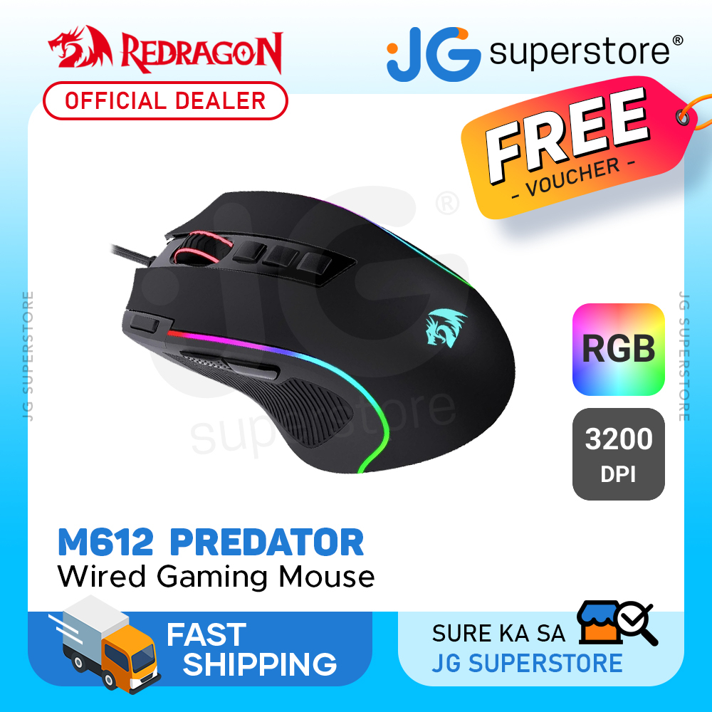 Redragon M612 Predator RGB Optical USB Wired Gaming Mouse w/ Up to 8000 DPI, Pentakill 5 DPI ...
