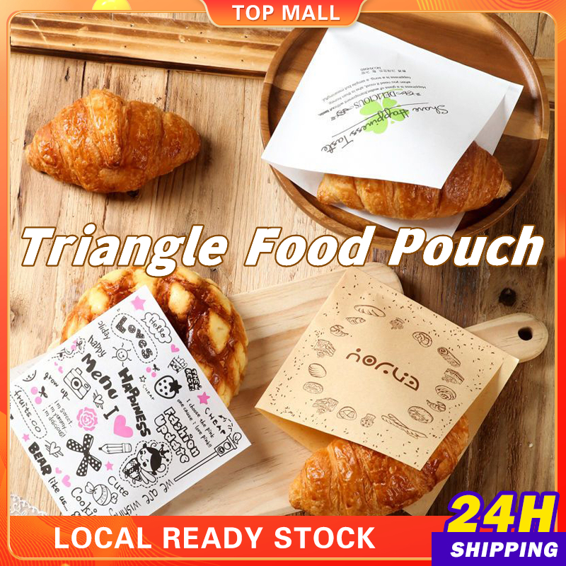 50Pcs Food Bag Burger Sandwich Donut Bread Wrapper Bag Triangle ...