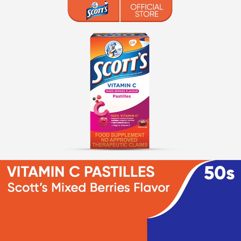 Scott's Pastilles Mixed Berries 50s with 100% Vitamin C Helps Support ...