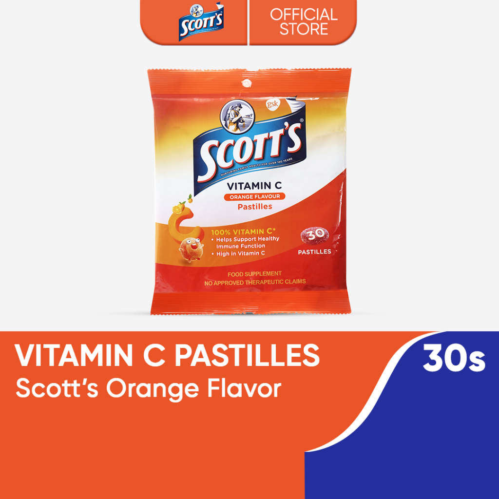 Scott's Pastilles Orange 30s with 100% Vitamin C Helps Support Normal ...