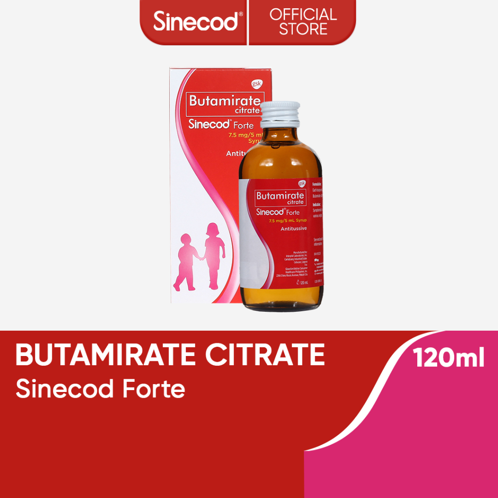 Sinecod Forte Syrup 120ml Butamirate Citrate Antitussive for Long ...