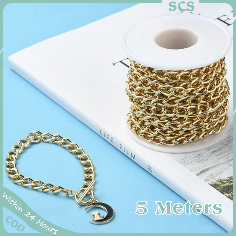 5m/Roll Aluminium Curb Chains Link Gold Silver Twist Links for Jewelry ...