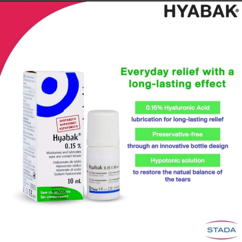 STADA Hyabak 0.15% 10ml Preservative Free Eye Drops | Shopee Philippines