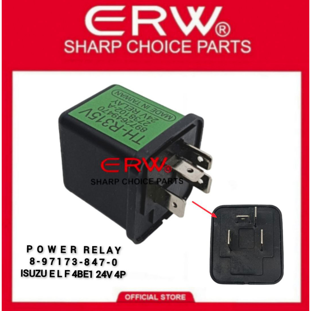 POWER RELAY ISUZU ELF 4BE1 24V 4P Replacement part no. ( 8-97173-847-0 ...