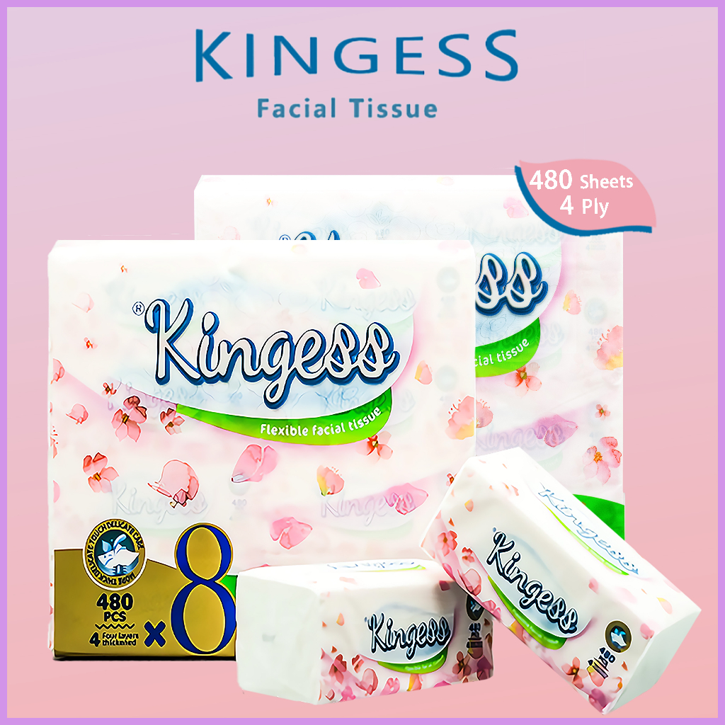 KINGESS Cherry blossom High quality Facial Tissue 4 Ply 480 Sheets 8 ...