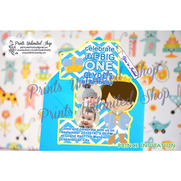 COD Prince Boy Theme Christening Birthday Invitation Dedication Party ...