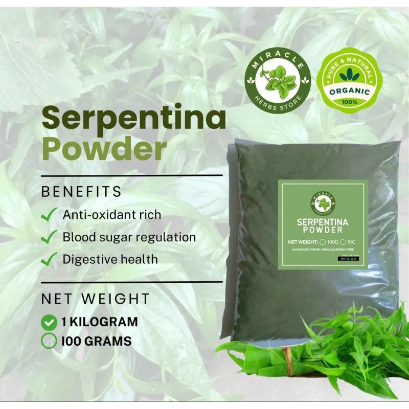 PURE ORGANIC SERPENTINA POWDER 1 KILOGRAM | Shopee Philippines