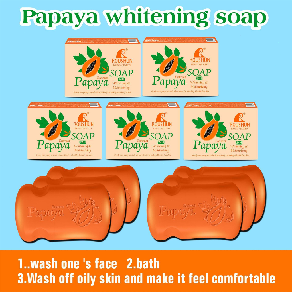 ROUSHUN Papaya Soap Whitening Cleanses Moisturizes 100g | Shopee ...