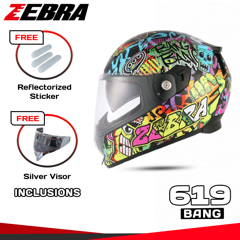 ZEBRA YM-619 Motorcycle Helmets Full Face Helmet Dual Visor | Shopee ...
