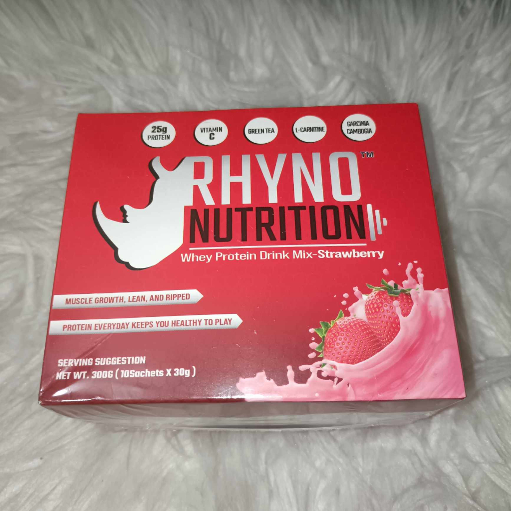 RHYNO NUTRITION WHEY PROTEIN STRAWBERRY 10 SACHETS | Shopee Philippines