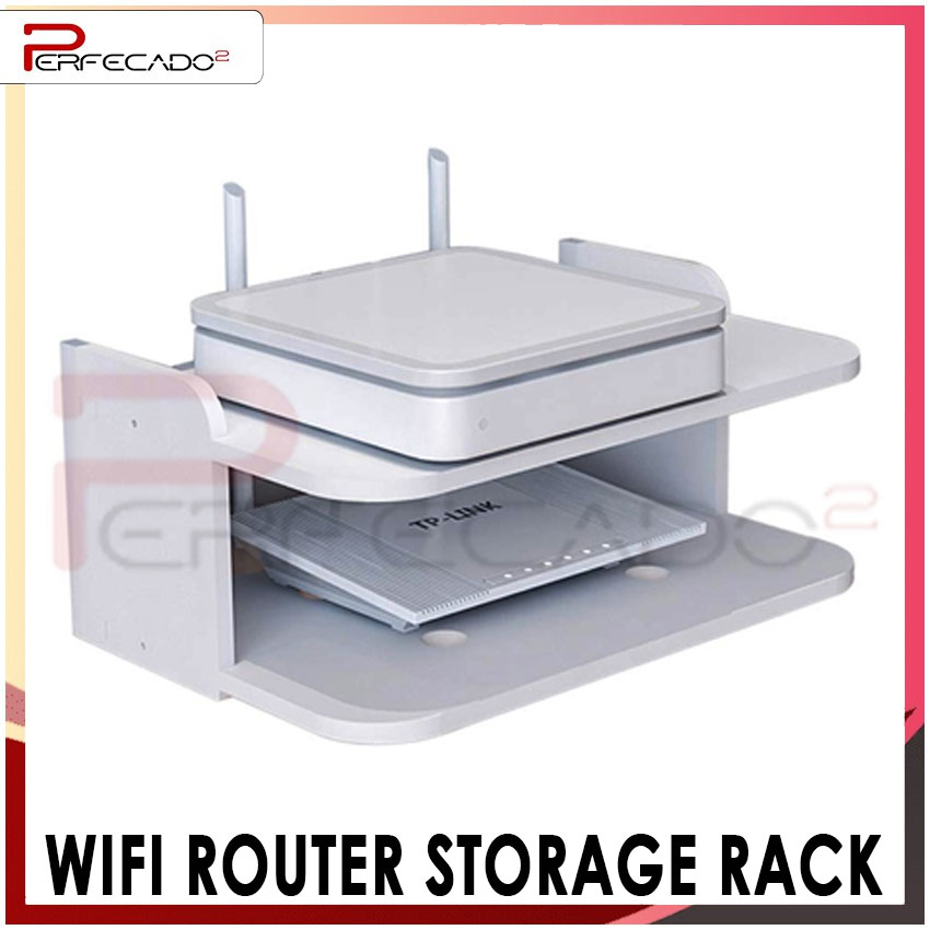 1PC Wifi Router Storage Rack Display Holder Double Floating Wall Mount ...
