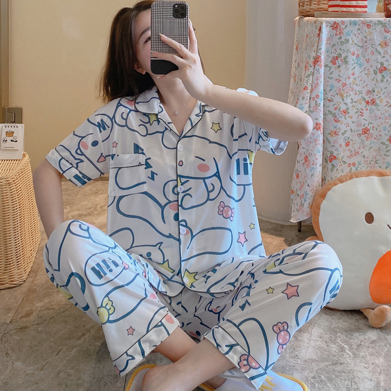 【WAN】Home Pajama Korean Cotton Shortsleeve Sleepwear For Women | Shopee ...