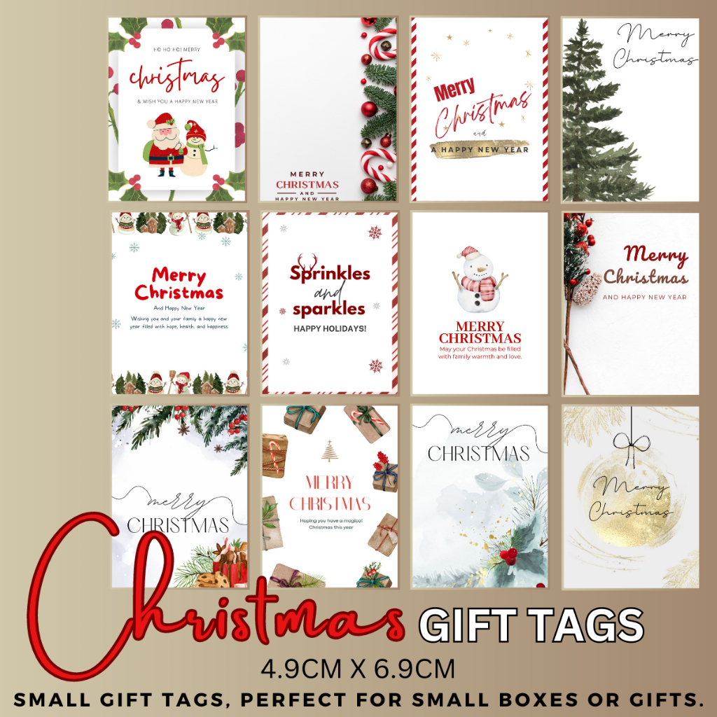 16 pcs Christmas Tag | New Years Tag | Small White Lovely Gift Tags ...