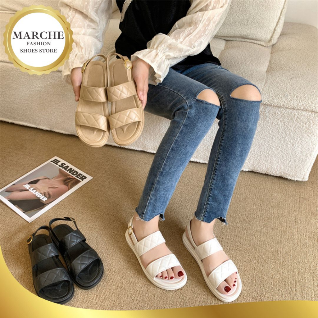 Marche New Korean Print Strap Simple Sandals For Women(add one size ...