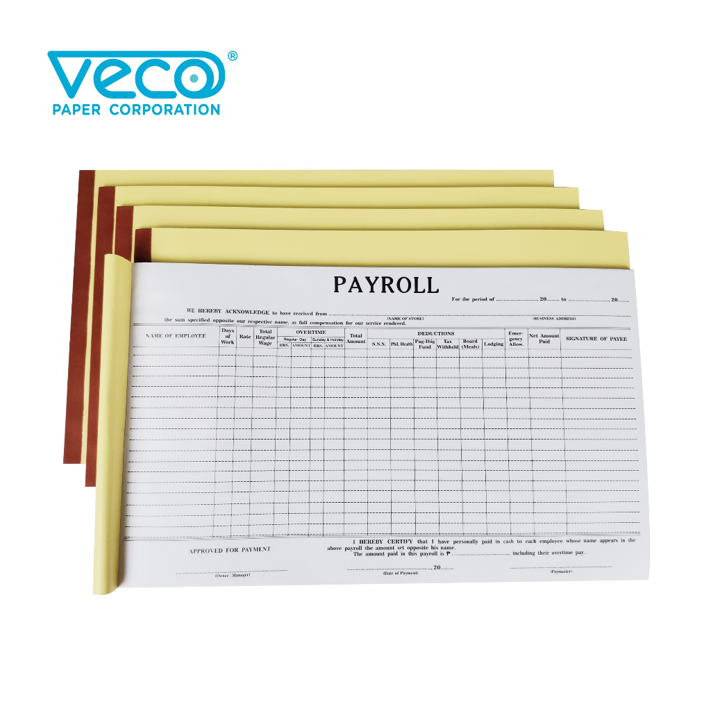 Veco Payroll Pad 8.5in x 14in 50sheets (5pads) | Shopee Philippines