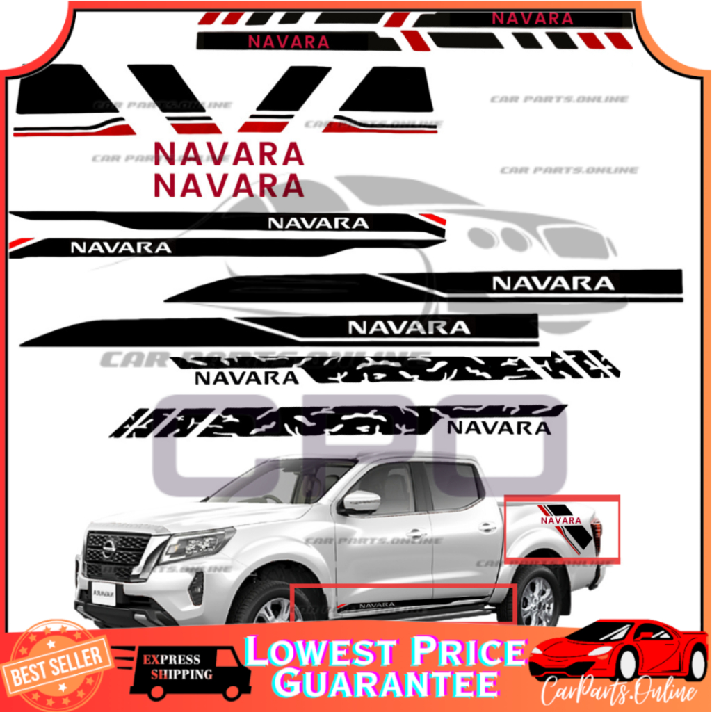 CPO 2Pcs NAVARA Car Body Side Sticker Truck Decal Vinyl Flame Sticker ...