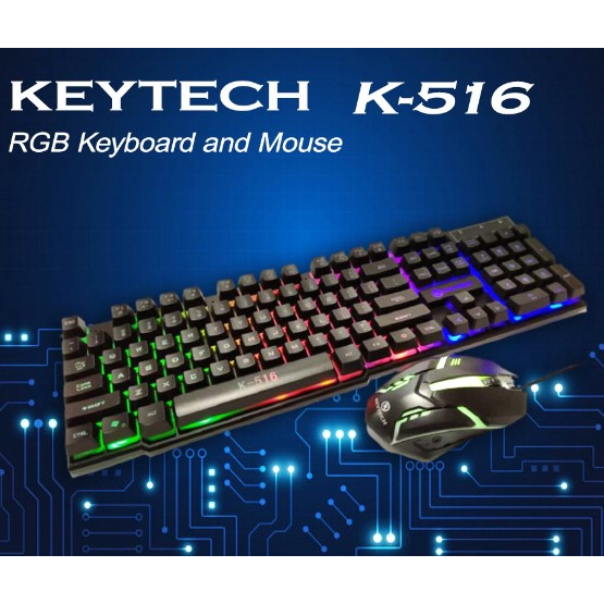 Keytech K516 RGB Kbm Combo Usb brandnew with warranty bundle kb mouse | Shopee Philippines