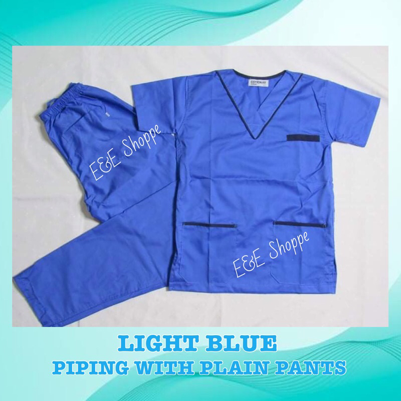 SCRUB SUIT Set-UNISEX (LIGHT BLUE - Piping with non cargo pants ...