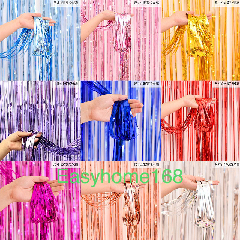 2 Meter Foil Curtains Rain Silk Foil Curtain | Shopee Philippines