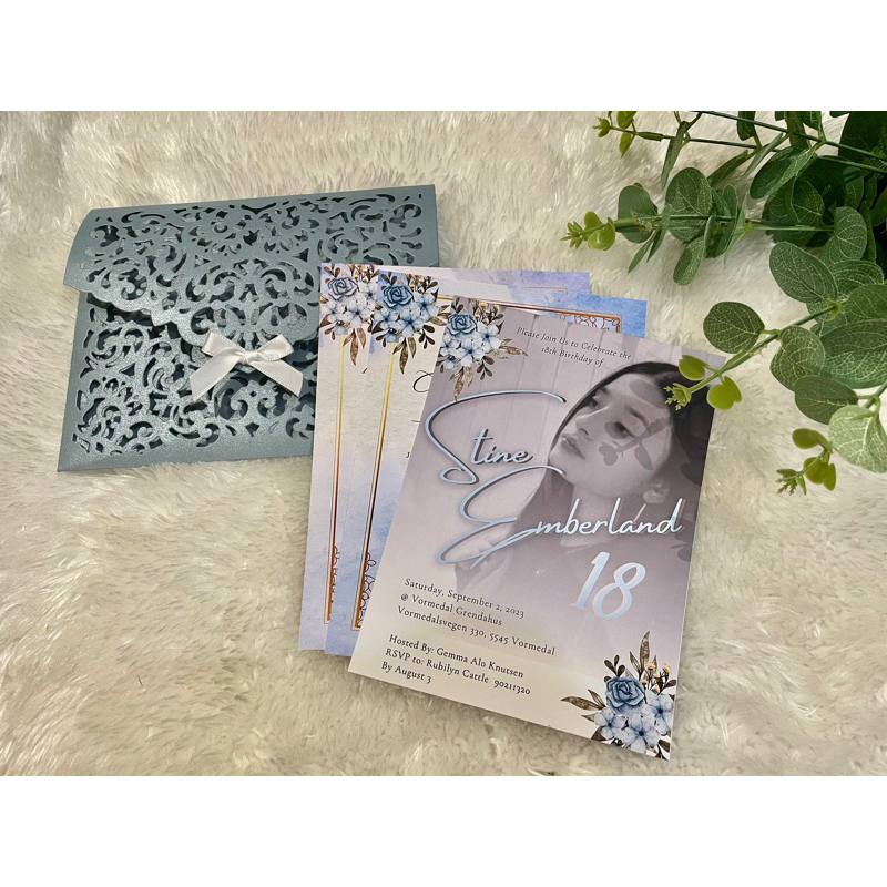Light Blue Classy Debut Invitation 18 birthday invitation | Shopee ...