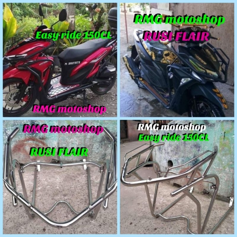 [RMG] RUSI FLAIR 125 & EASY RIDE150CL STAINLESS AT BLACK CRASH GUARD ...