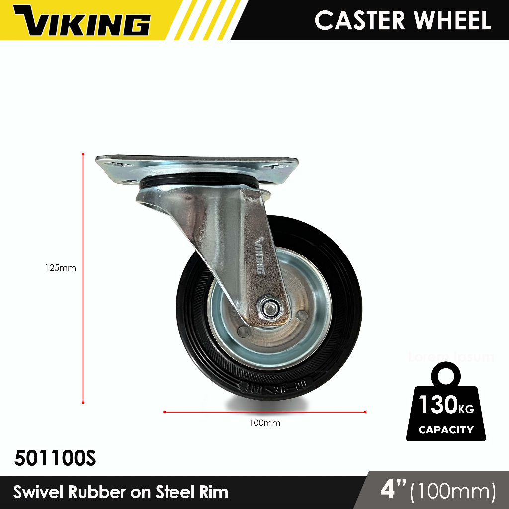 VIKING Caster Wheel Rubber on Steel Rim Swivel/ w/Brake/Fixed | Shopee ...