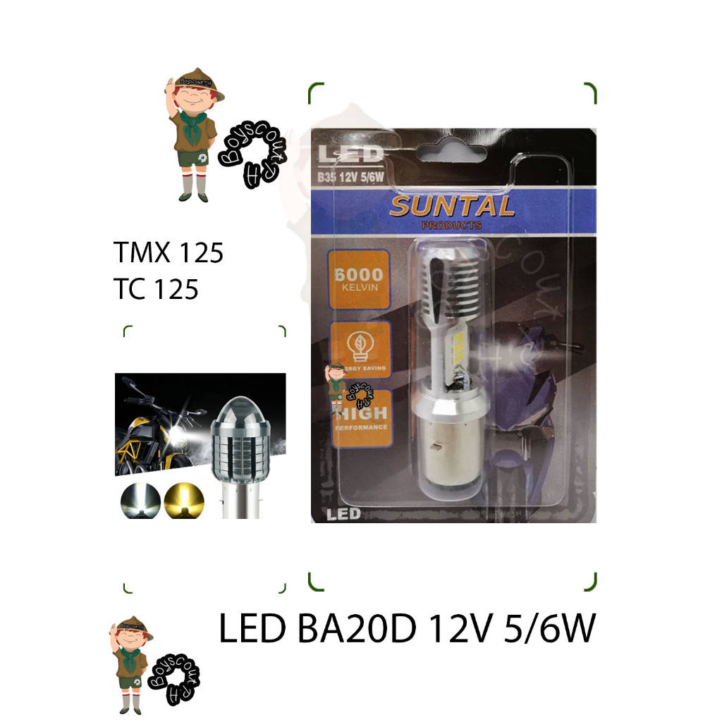 LED BA20D 12V 5/6W HEAD LIGHT TMX125, TC125, HEADLIGHT ,HEADLAMPS ...