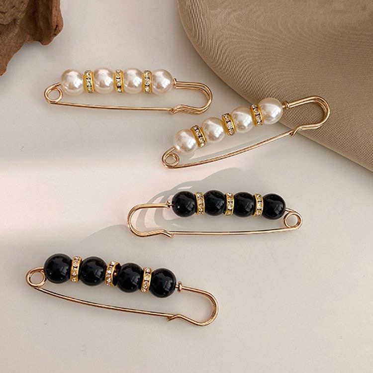 1pc Pearl Brooch Tightening Waistband Pin Opening Bottom Metal Pearl ...
