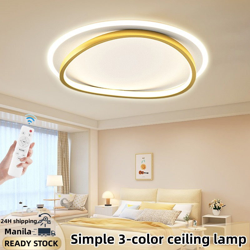（COD）Three-color LED remote control ceiling lamp light luxury simple ...