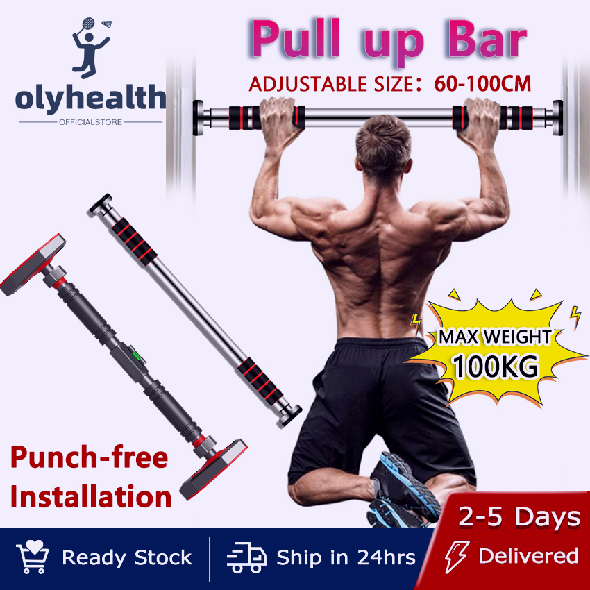 Fitness Horizontal Bars 100KG Gym Workout Chin Up Adjustable Door-Way ...