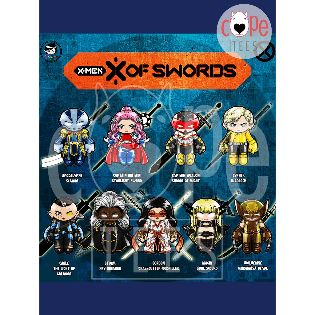 COMFY T-Shirt (2) X-men X of Swords Chibi Cypher Gorgon Magik Wolverin ...