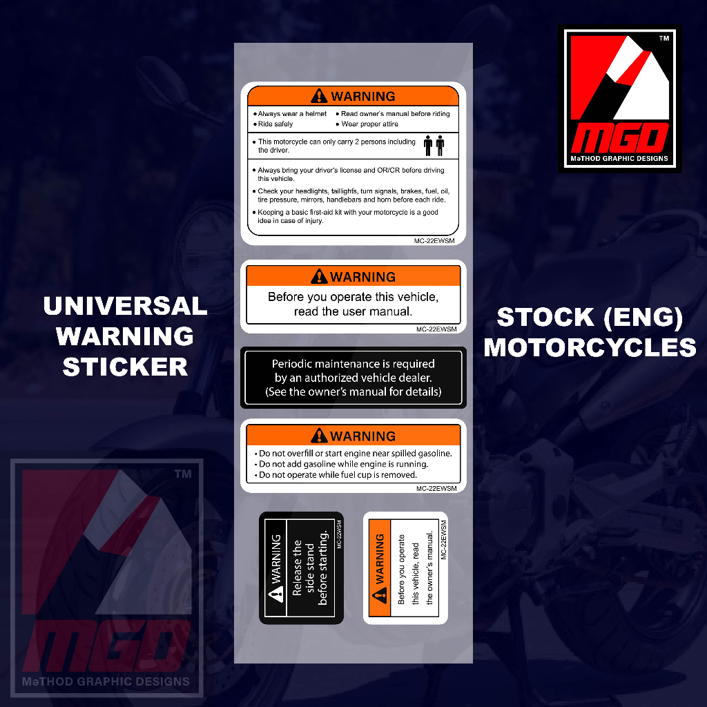 ENGLISH (UNIVERSAL) WARNING STICKER 1 SET | Shopee Philippines