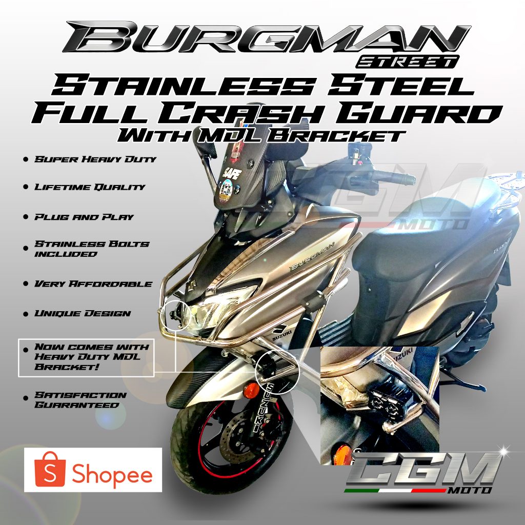 ⭐️Suzuki Burgman Street Full Crash Guard•Half Crash Guard w/MDL Bracket ...