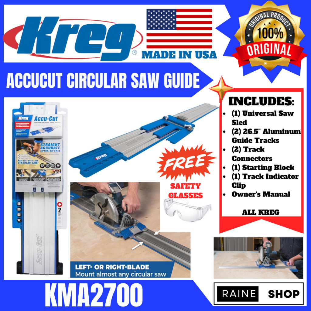 Kreg Accu Cut Circular Saw Guide KMA2700 AccuCut with FREE Safety ...