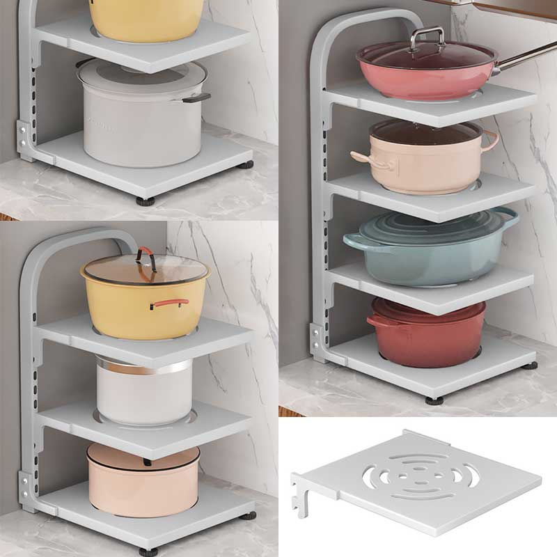 Kitchen Pan Organizer Pot Rack Adjustable Under Sink Countertop ...