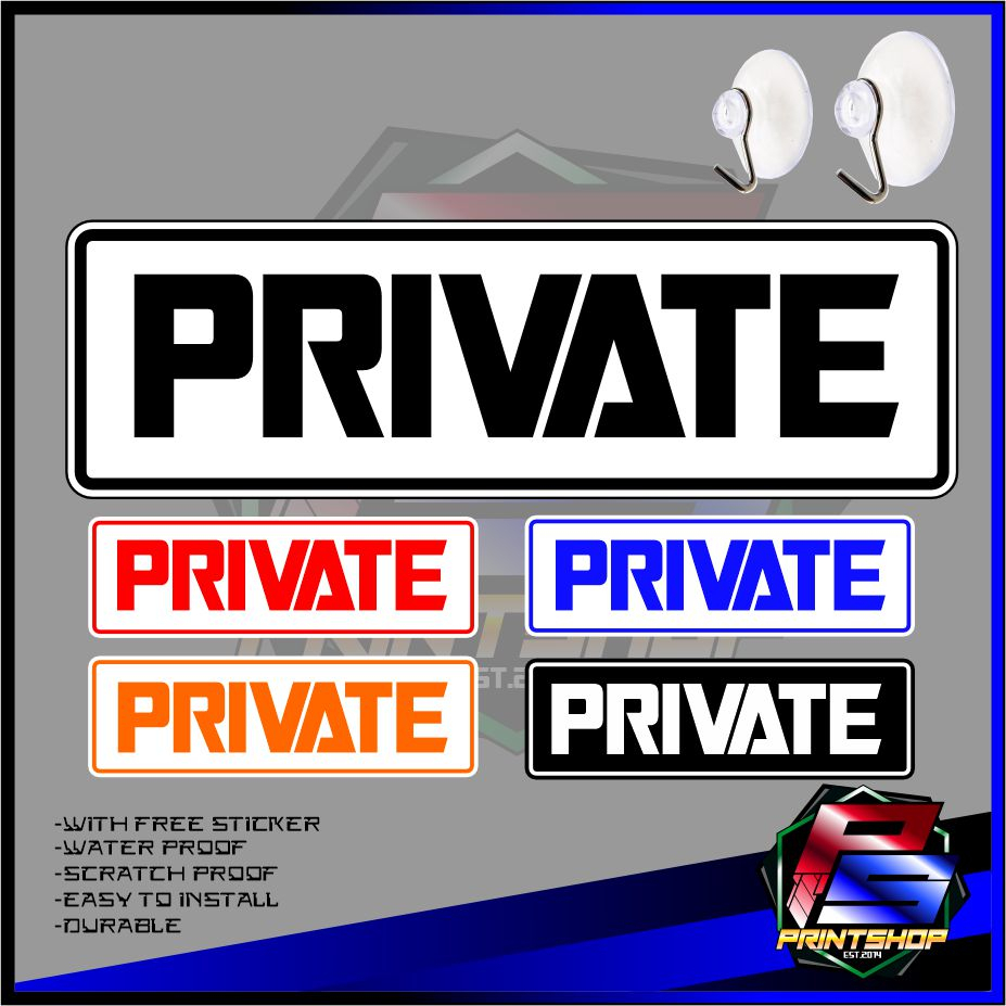 Acrylic Private Sign for tricycle and all vehicle with free 2 suction ...