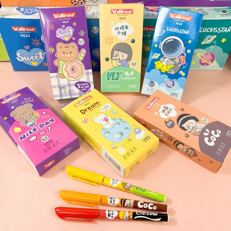 YULIN 0.5mm 12pcs/1box black ink Gel pen | Shopee Philippines