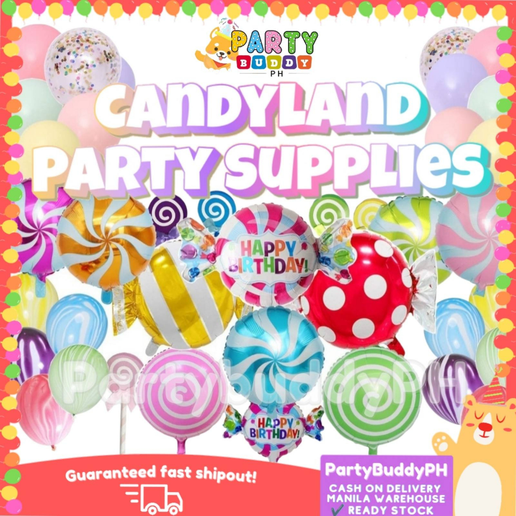 Candyland Swirl Lolipop Party Supplies Foil Balloon Donut Pizza Ice ...
